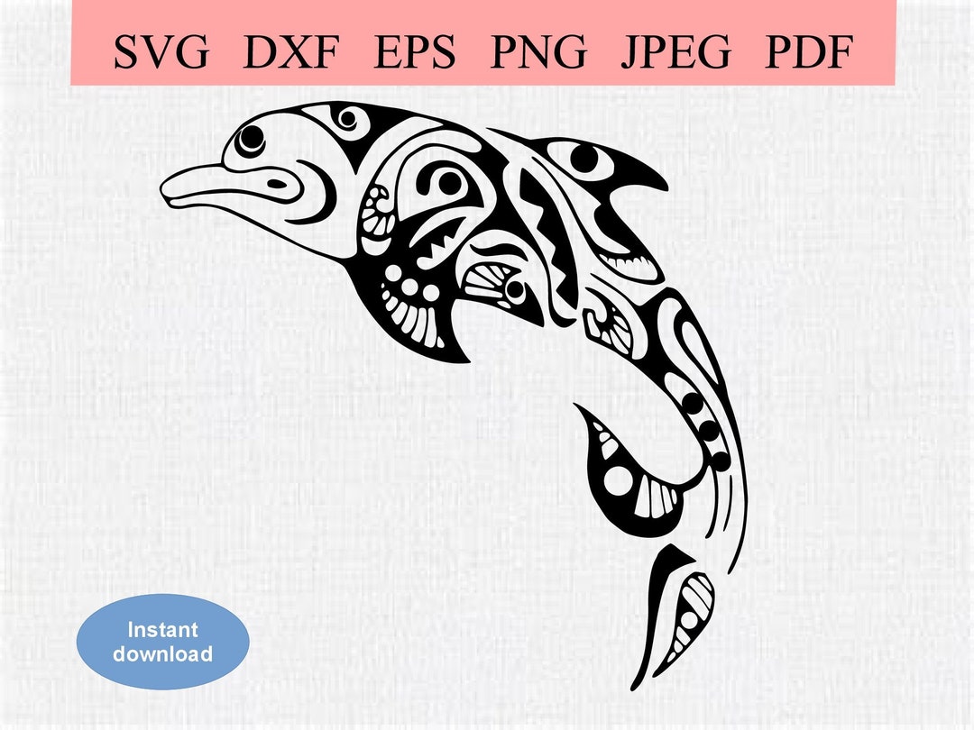 Tribal Bottlenose Dolphin / SVG DXF EPS / Abstract Jumping Dolphin With ...