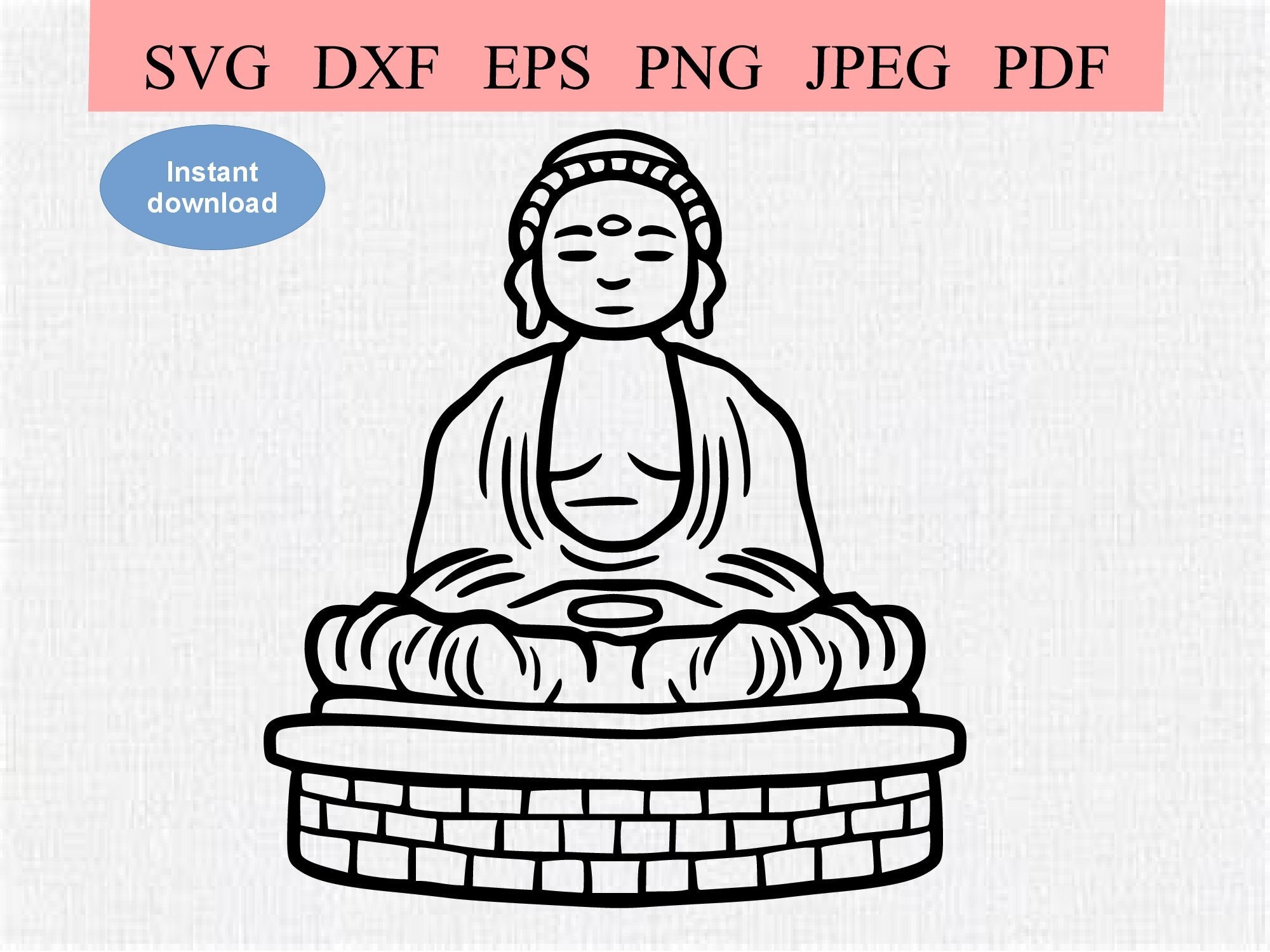 Buda de dibujos animados meditativo / SVG DXF EPS / Dibujo pacífico de ...