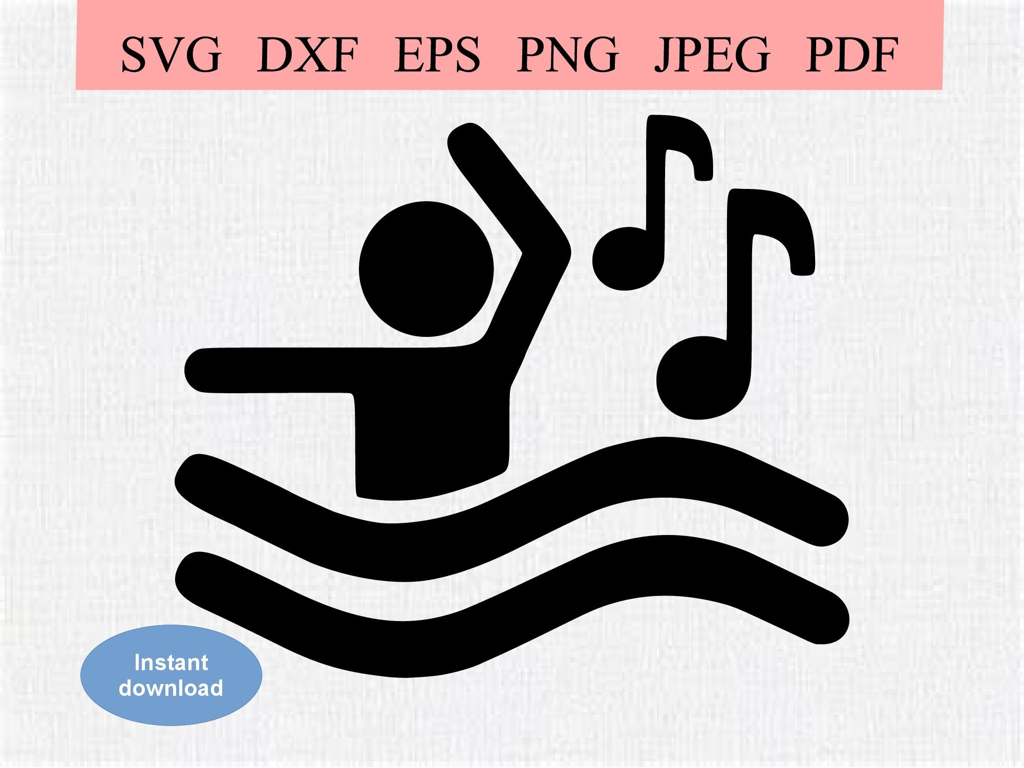Water Aerobics / SVG DXF EPS / Aerobics Instructor Over Water Waves ...