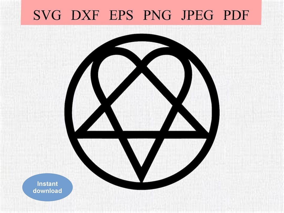 Heartagram Symbol / SVG DXF EPS / Heart Inside of a Pentagram Circle ...
