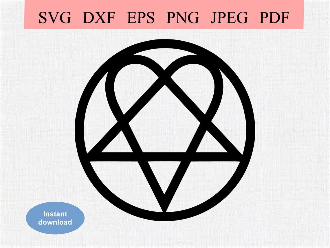Heartagram Symbol / SVG DXF EPS / Heart Inside of a Pentagram Circle ...