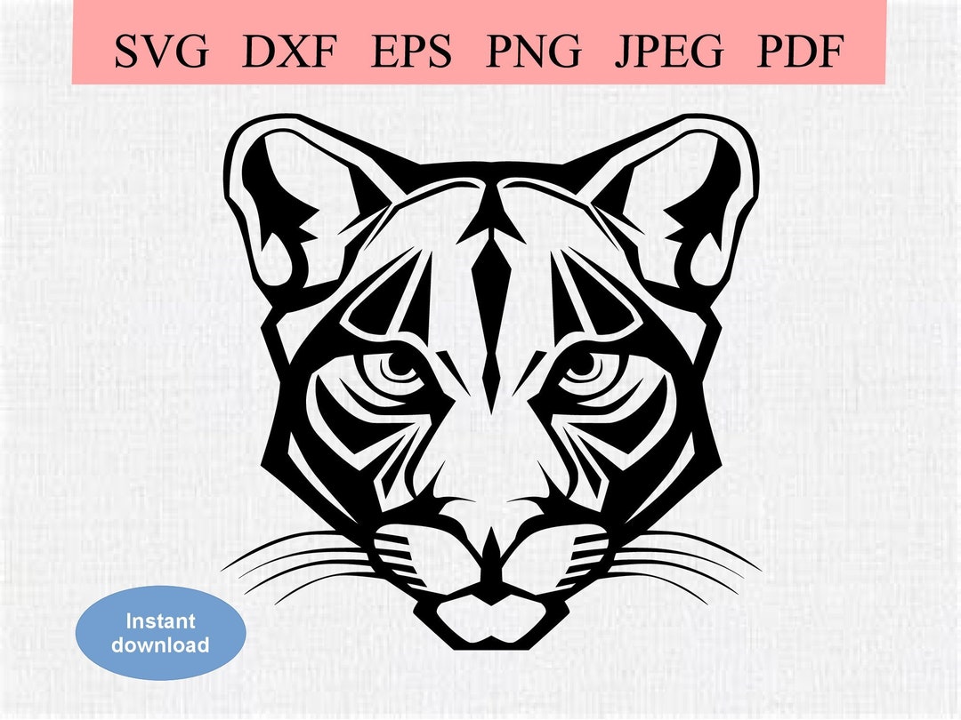 Geometric Puma Lioness / SVG DXF EPS / Abstract Wild Cougar Head ...