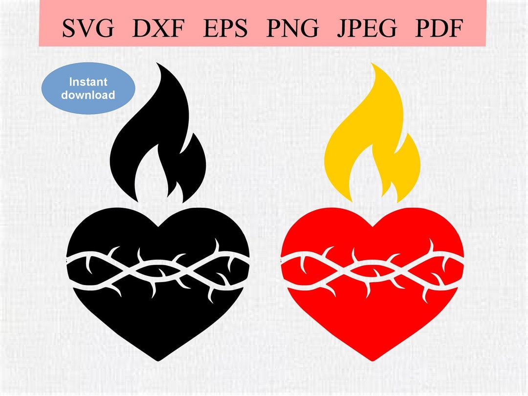 Sacred Heart / SVG DXF EPS / Sacred Heart of Jesus / Catholic Symbol ...