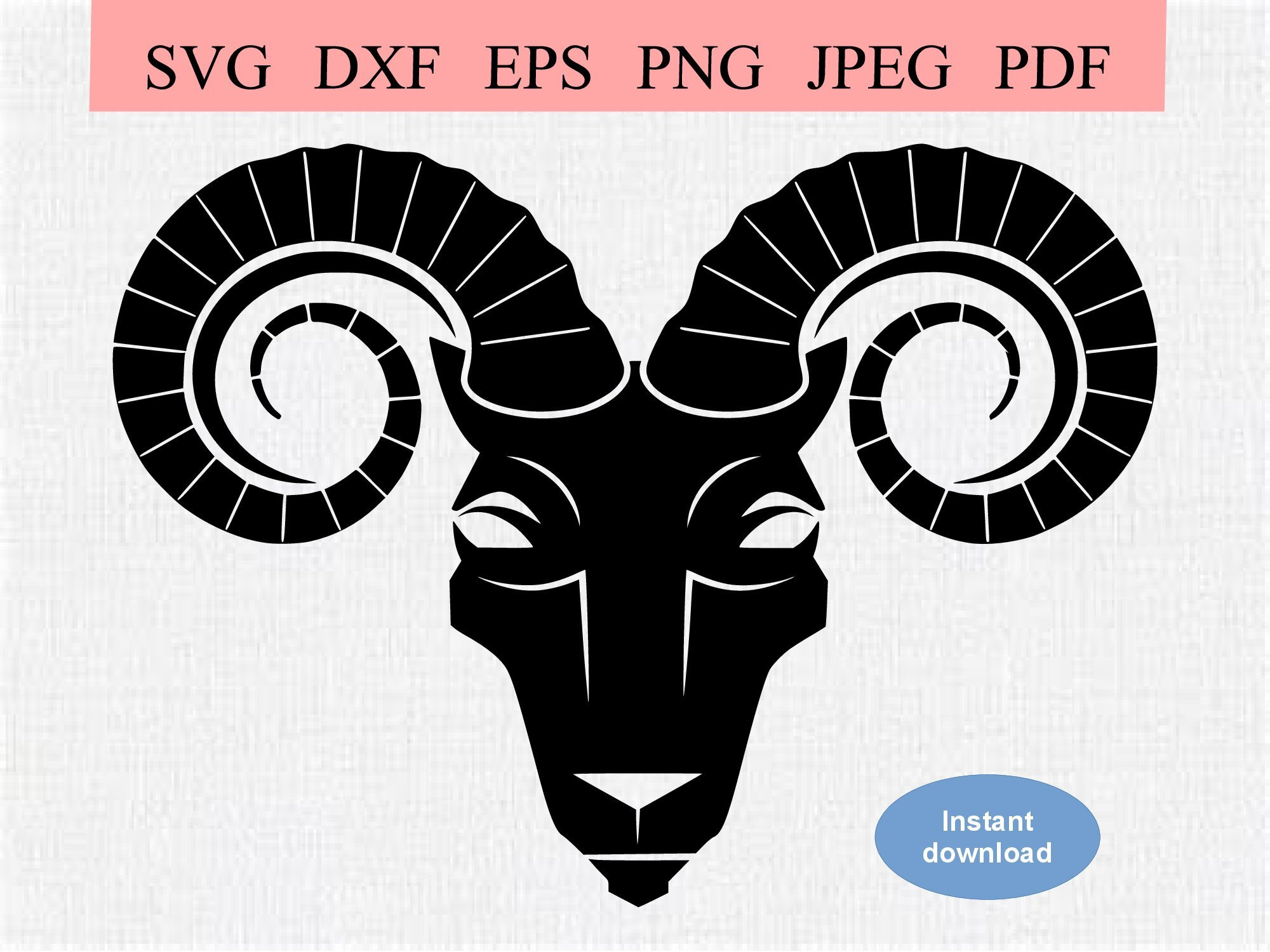 Geometric Ram Head / SVG DXF EPS / Cool Abstract Aries Design / Simple ...