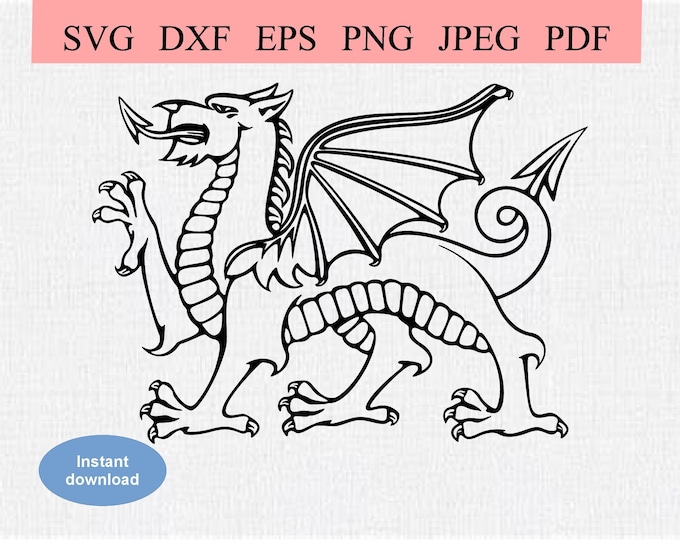 Welsh Dragon SVG DXF PNG Cut File - Etsy Canada