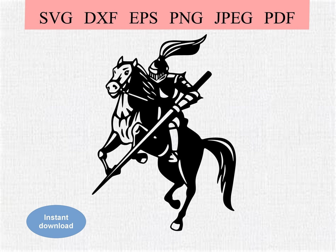 Knight and Horse / SVG DXF EPS / Knight Horse Rider Charging With a ...
