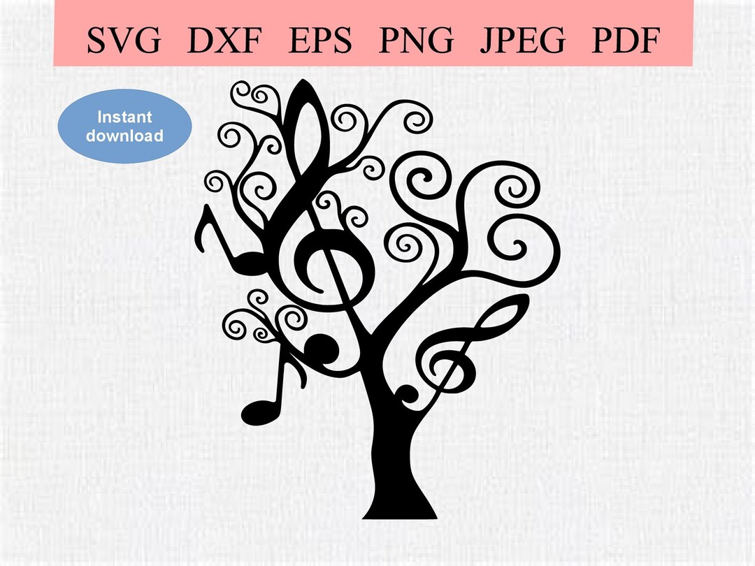 Abstract Music Tree / SVG DXF EPS / Geometric Musical Tree / G Clef ...
