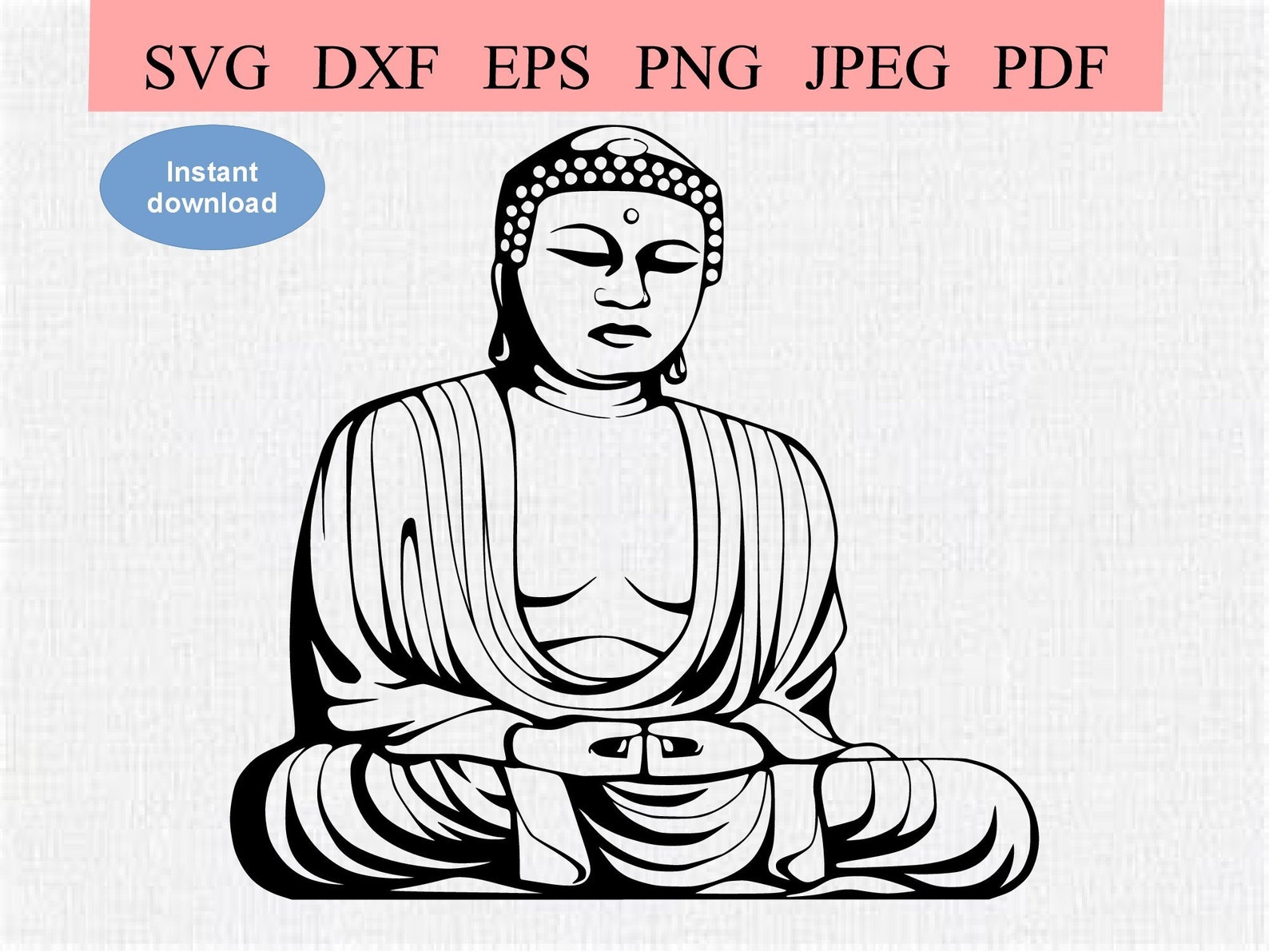 Meditating Sitting Buddha / SVG DXF EPS / Peaceful Buddha / Praying ...