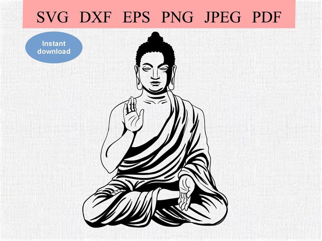 Sitting Buddha / SVG DXF EPS / Smiling Buddha in Robes / Happy Buddha ...