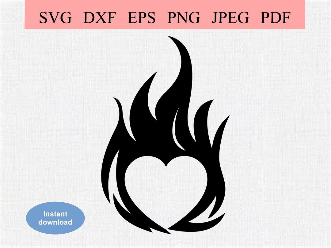 Abstract Fire Heart / SVG DXF EPS / Abstract Heart Lit on Fire ...