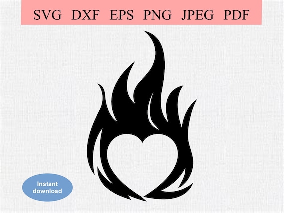 Abstract Fire Heart / SVG DXF EPS / Abstract Heart Lit on Fire - Etsy