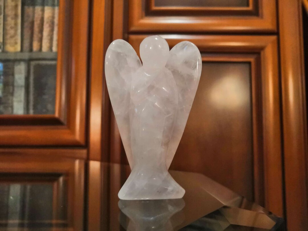 Angel Rose Quartz Sculpture Statue Gemstone Figurine Statuette Handmade ...