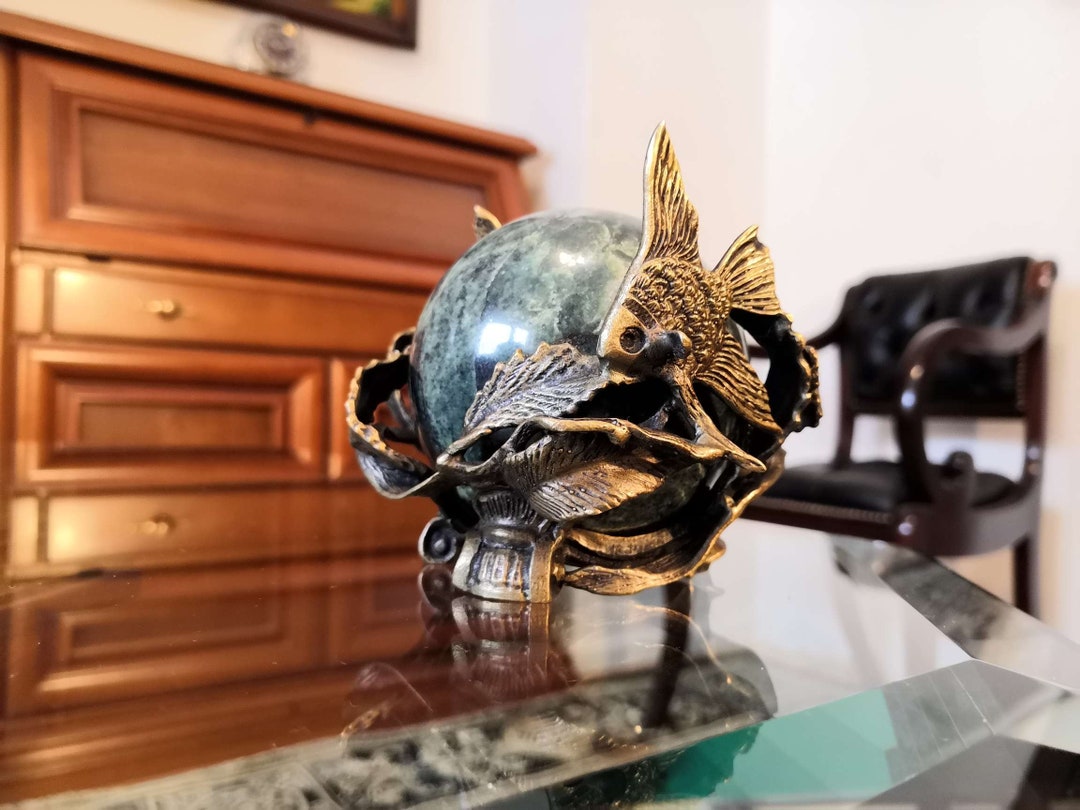 Angelfish Scalar Fish Bronze Figure Sculpture Gemstone - Etsy