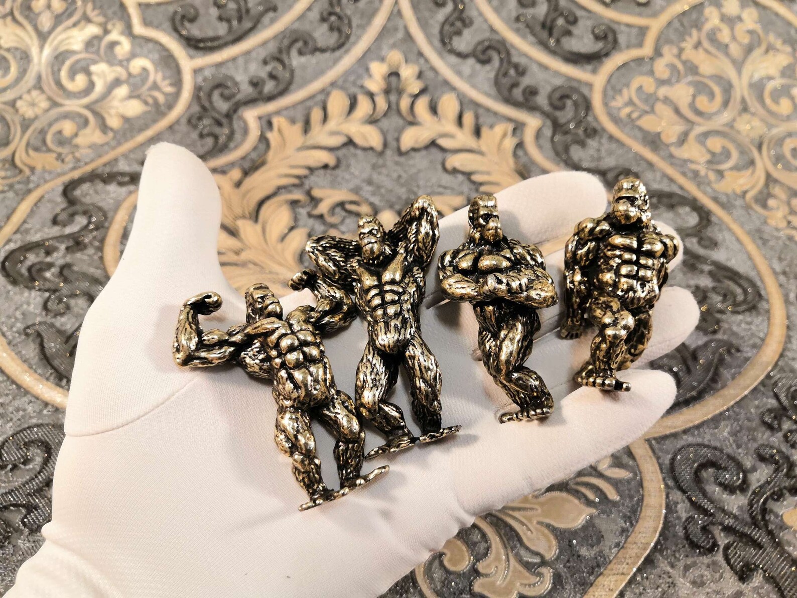Gorilla Bodybuilding Gym Bronze Figure Statuette Statue Sculpture ...
