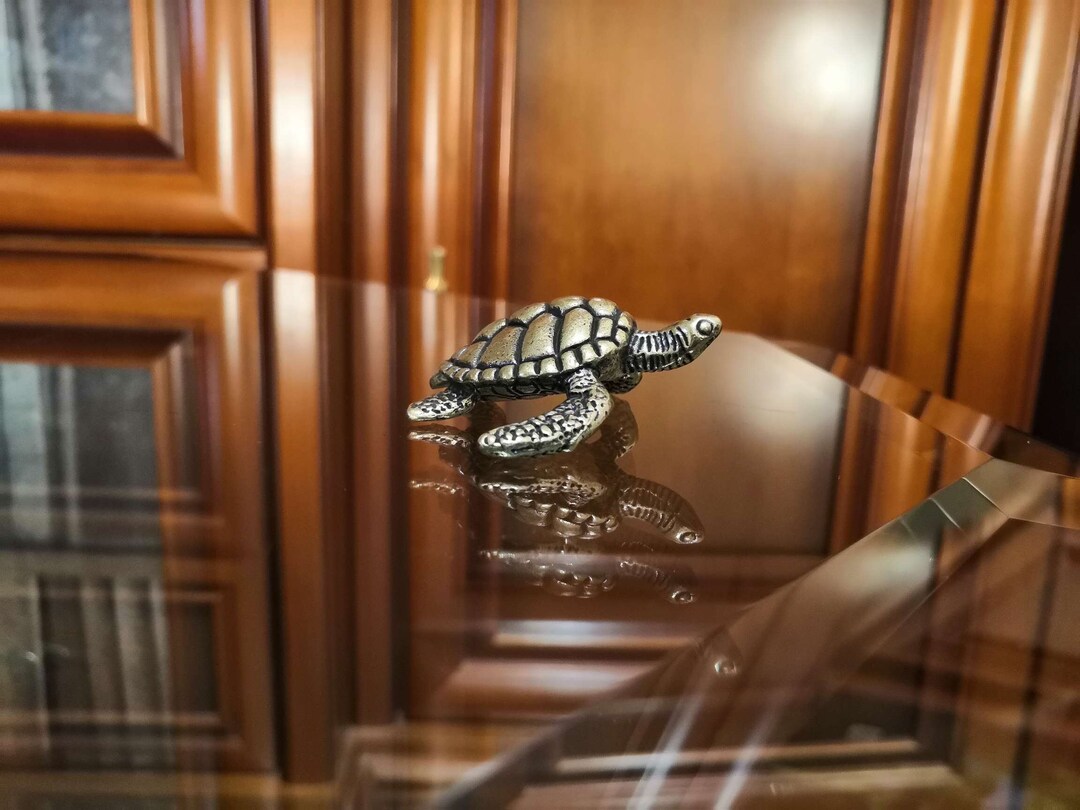 Sea Turtle Bronze Figure Statuette Sculpture Bronze Handmade Miniature ...