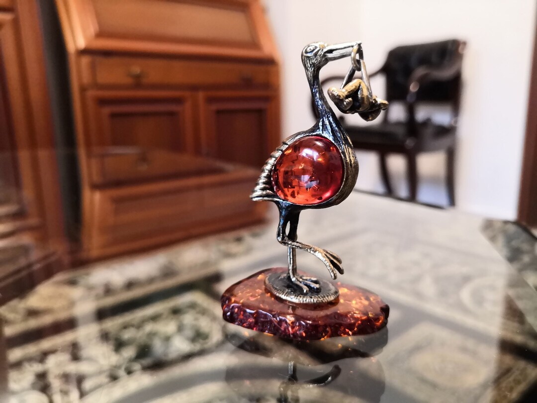 Bronze Figure Stork With Baby Statuette Bronze Statue Figurine ...