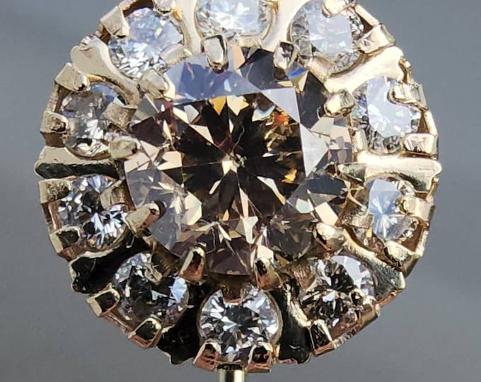 10k & VS 2.23tcw Brilliant Cut Diamonds Stick Pin VIDEO - Etsy
