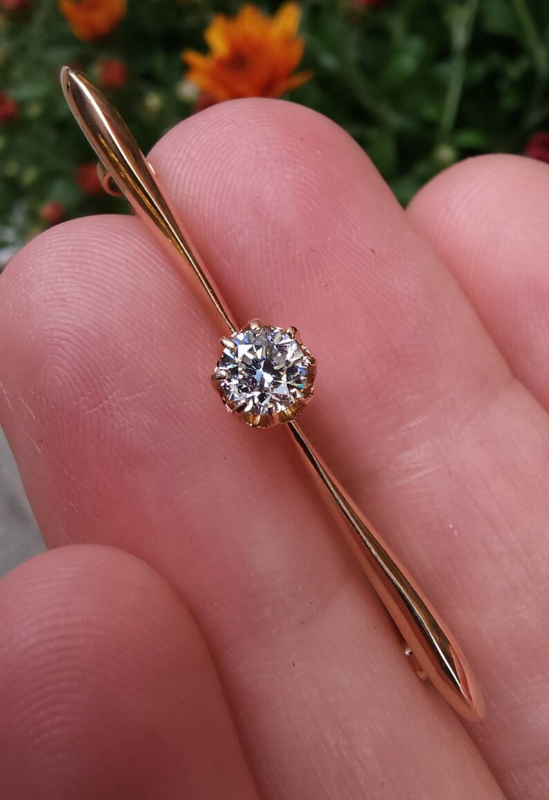14k VS 0.39ct Brilliant Cut Diamond - Tie Bar Pin Brooch - Etsy