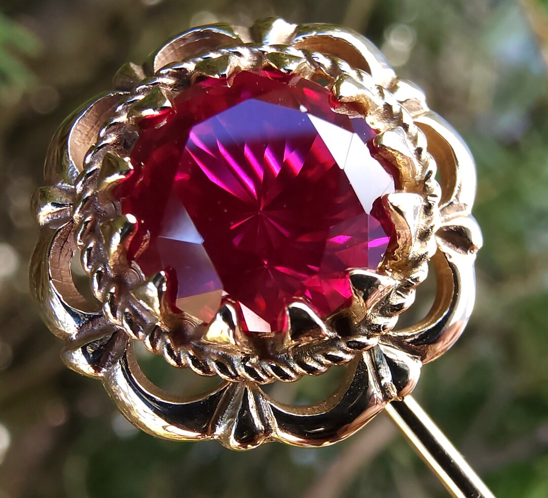 14k 2.55ct Brilliant Faceted Diamond Cut Ruby - Lapel Stick Pin - Etsy