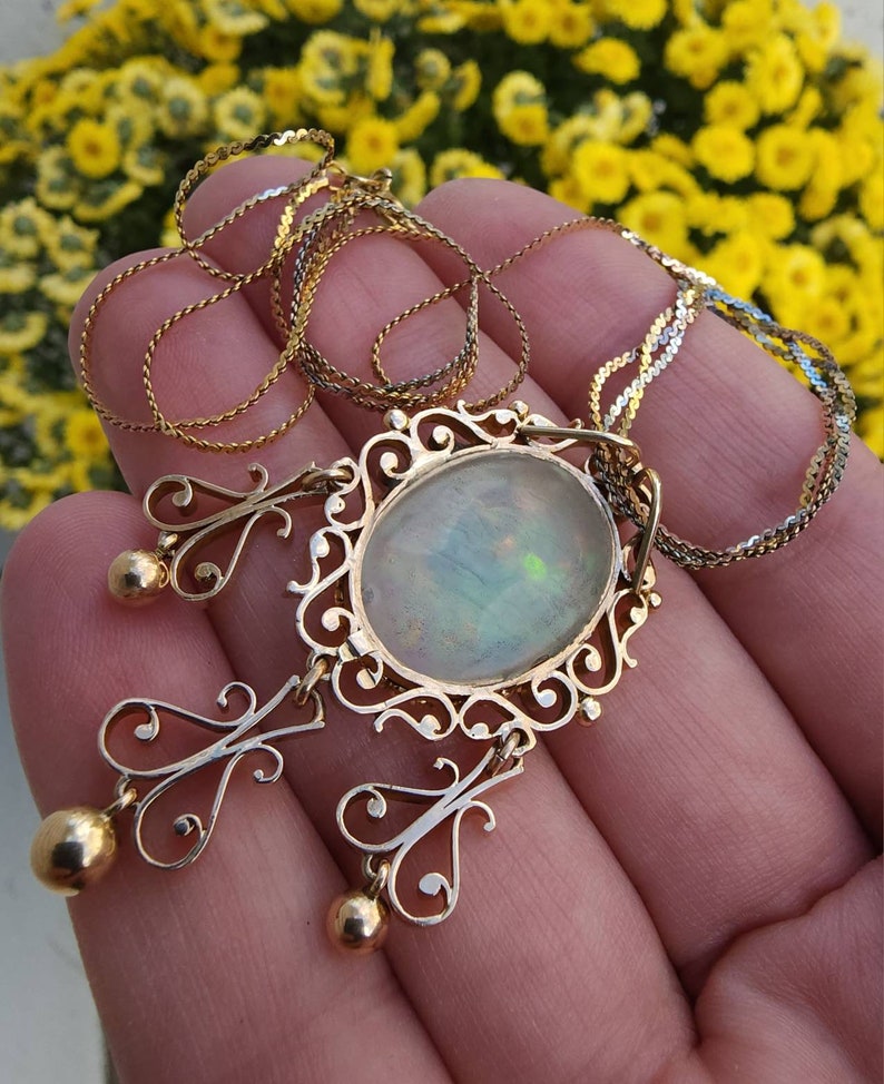 14k & 6.50ct Natural Opal Lavalier Style Enhancer Slide Drop - Etsy