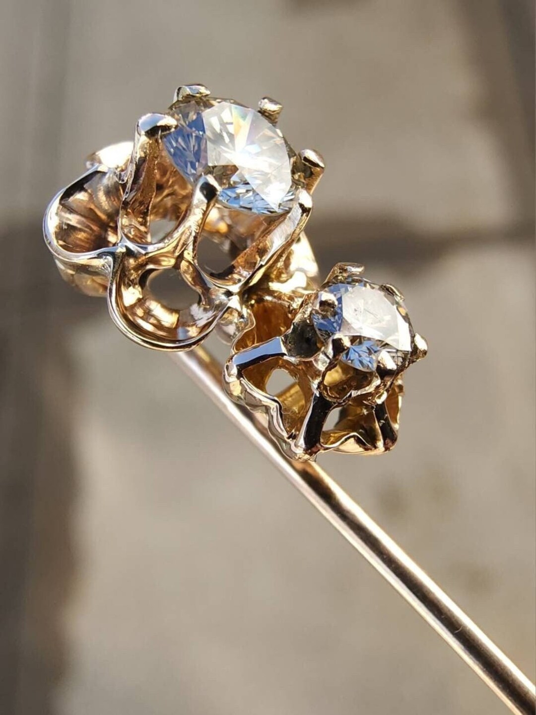 14k VS VVS 0.49tcw Brilliant Cut Diamonds - Lapel Stick Pin - Etsy