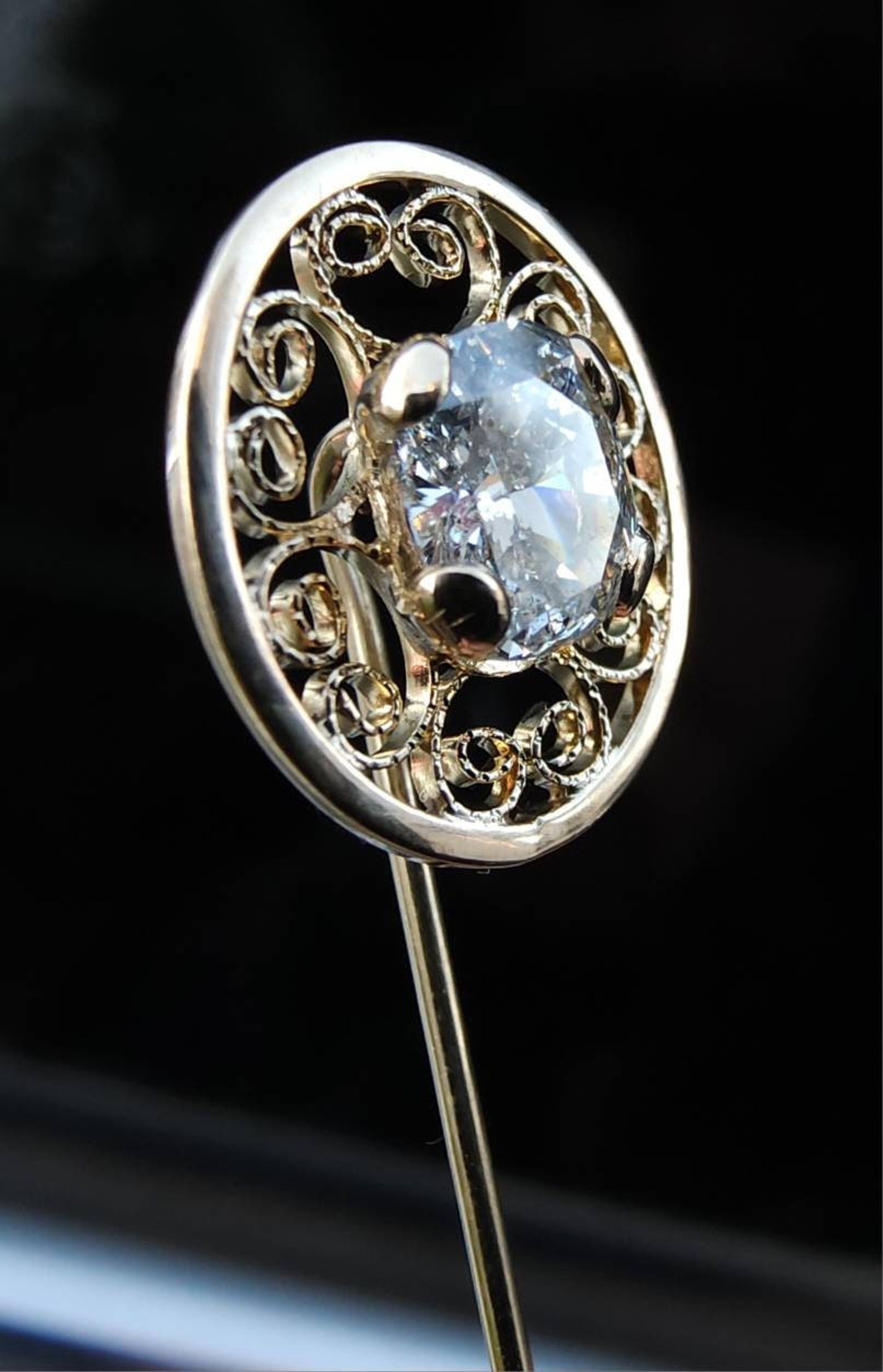 14k 0.43ct Brilliant Cushion Cut Diamond - Stick Pin - Etsy México