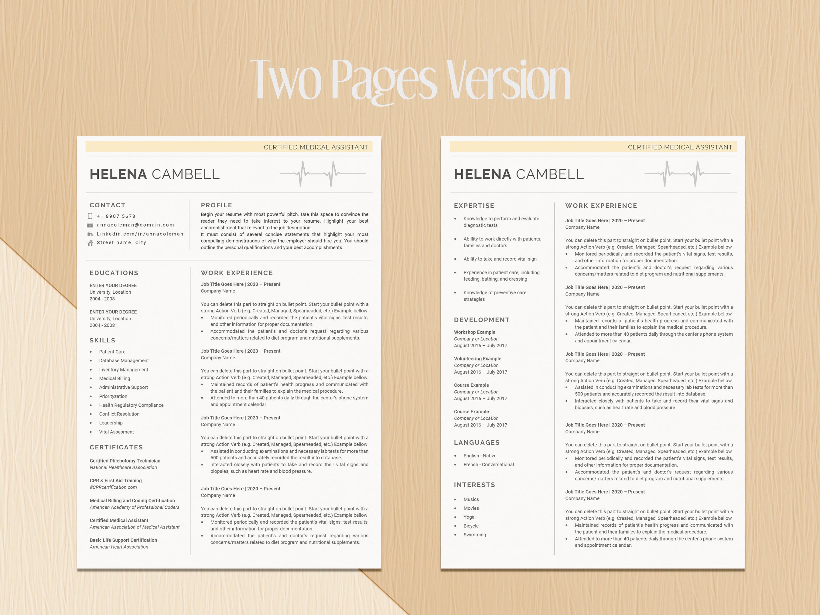 Medical Resume Template Word Cover Letter Free Icons Free Fonts CV ...