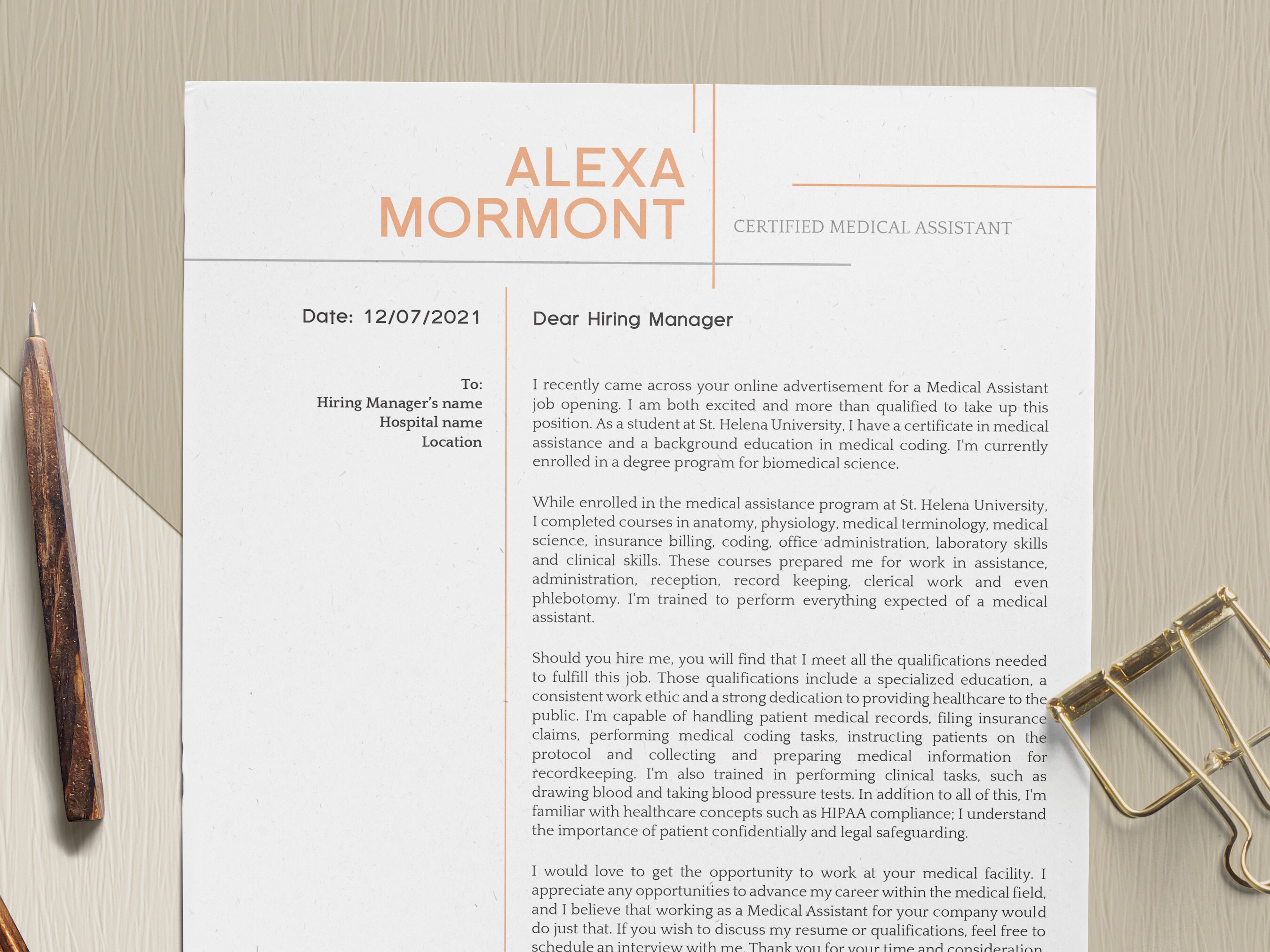 Medical Resume Template Word Cover Letter Free Icons Free Fonts CV ...