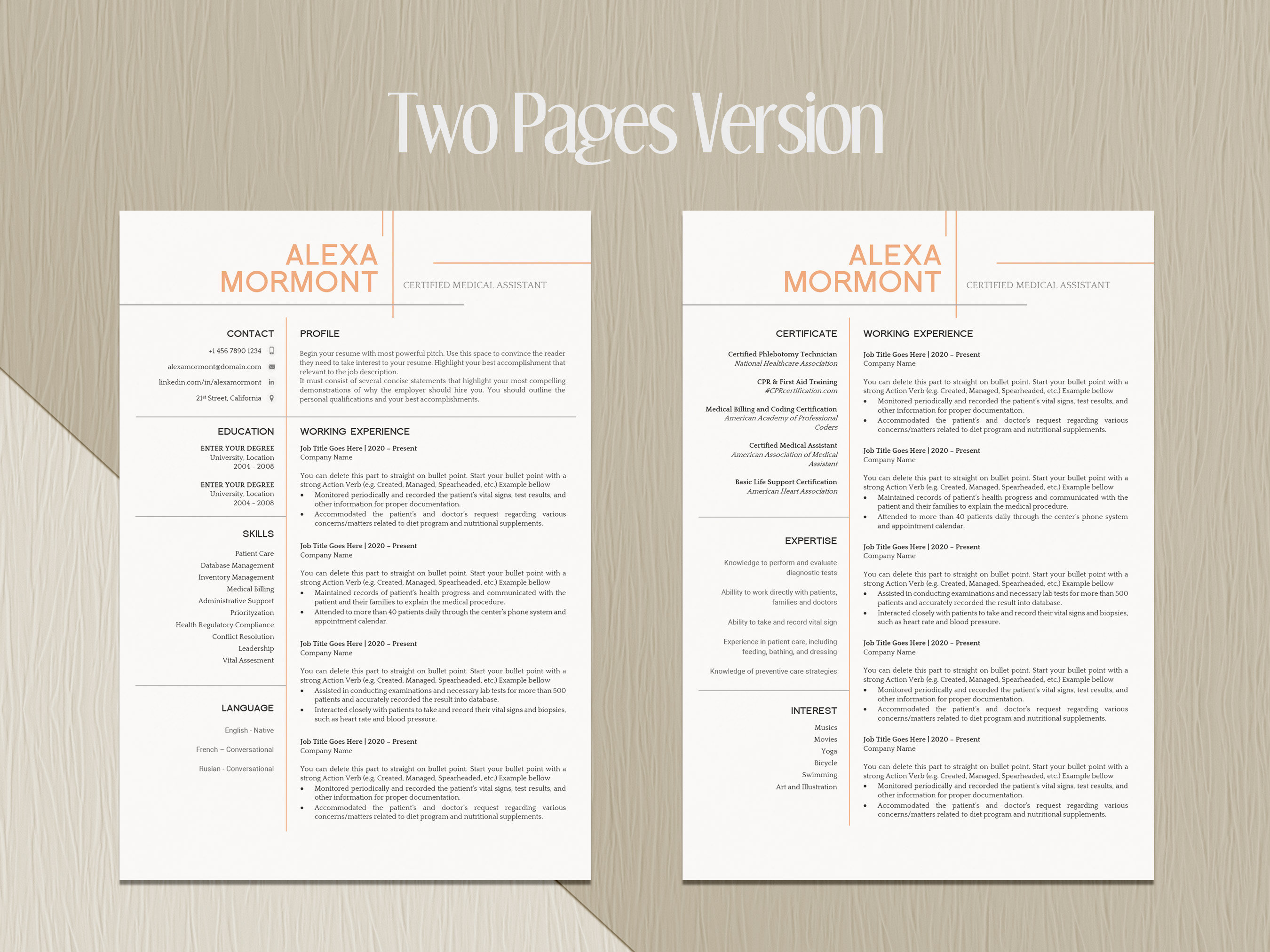 Medical Resume Template Word Cover Letter Free Icons Free Fonts CV ...