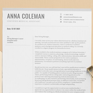 Medical Resume Template Word Cover Letter Free Icons Free Fonts CV ...