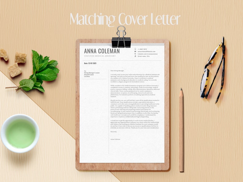 Medical Resume Template Word Cover Letter Free Icons Free Fonts CV ...