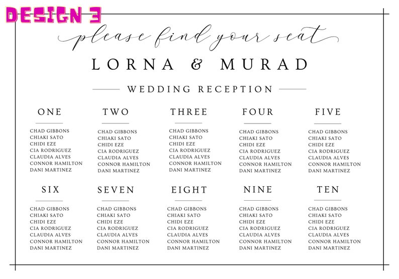 Digital Wedding Breakfast Table Plan / Seating Plan Wedding Day ...