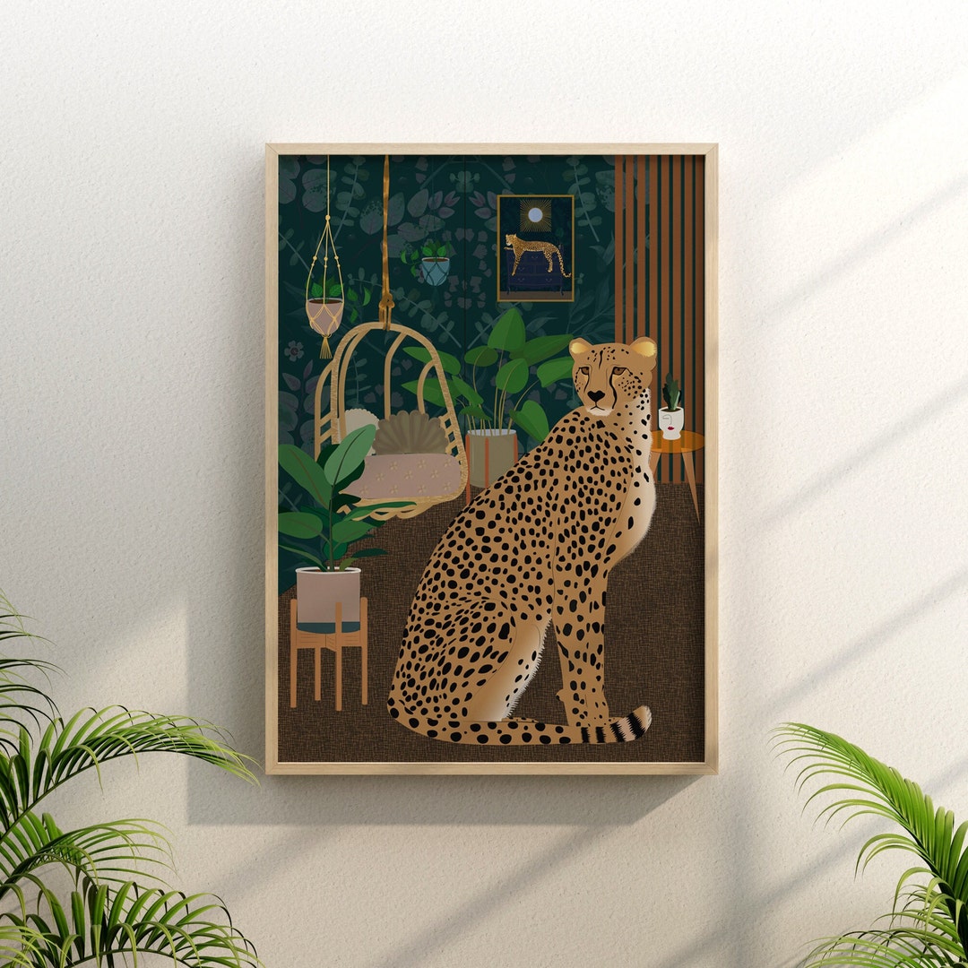 Cheetah Wall Art, Living Room Decor, Cheetah Art Print, Leopard Print ...