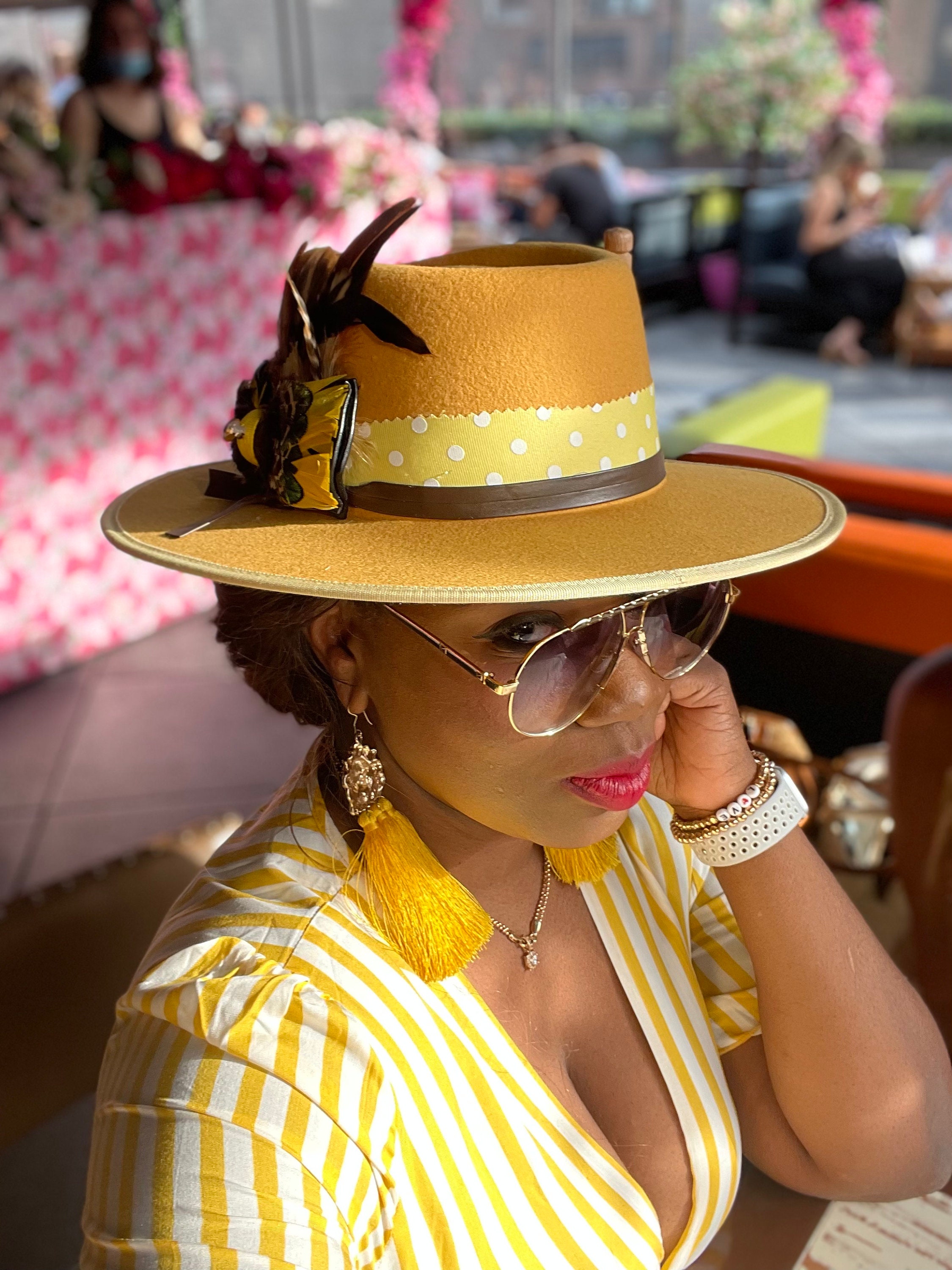 Yellow Wide Brim Fedora - Etsy