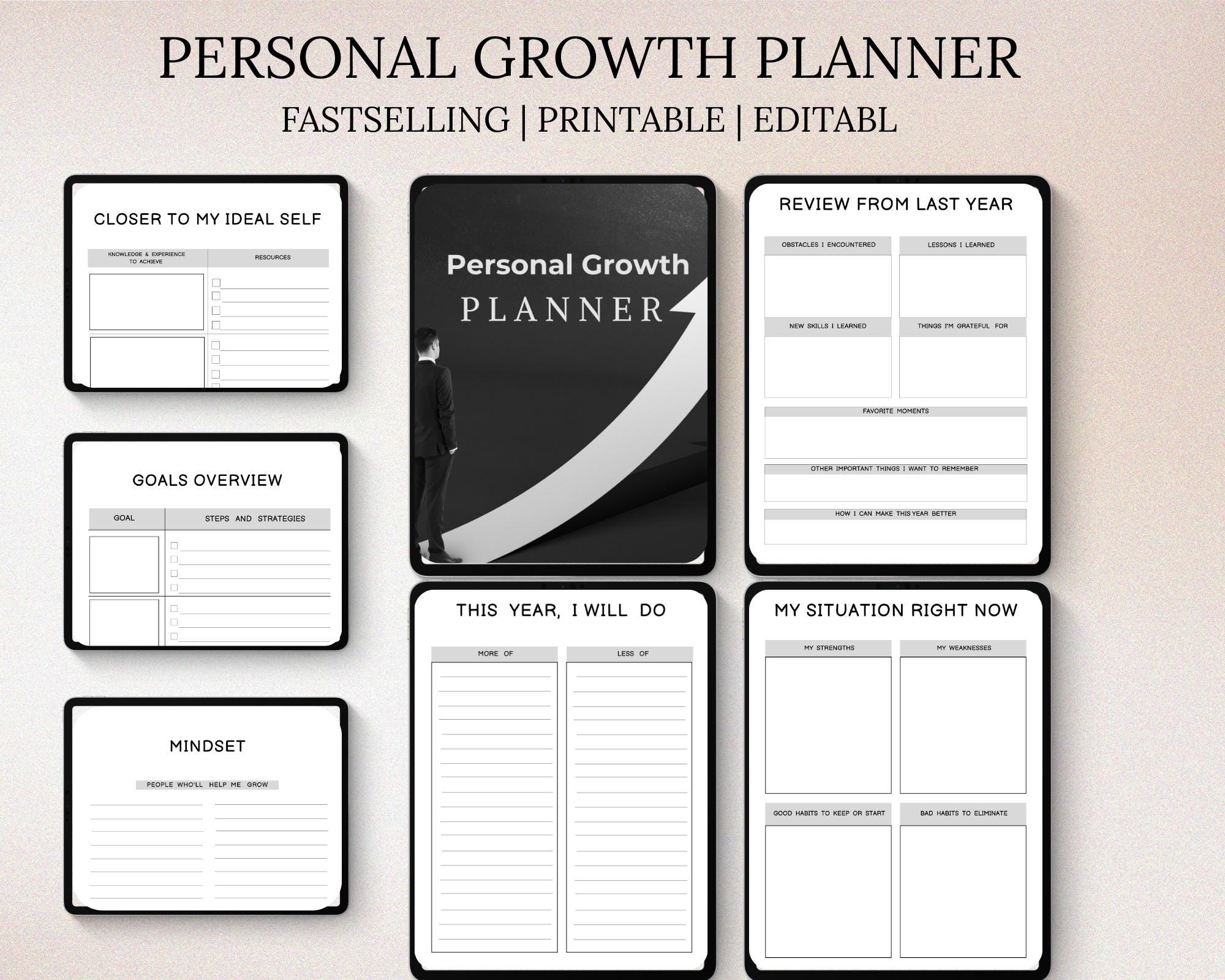 Personal Growth Planner | Printable Self-improvement Journal | Track ...