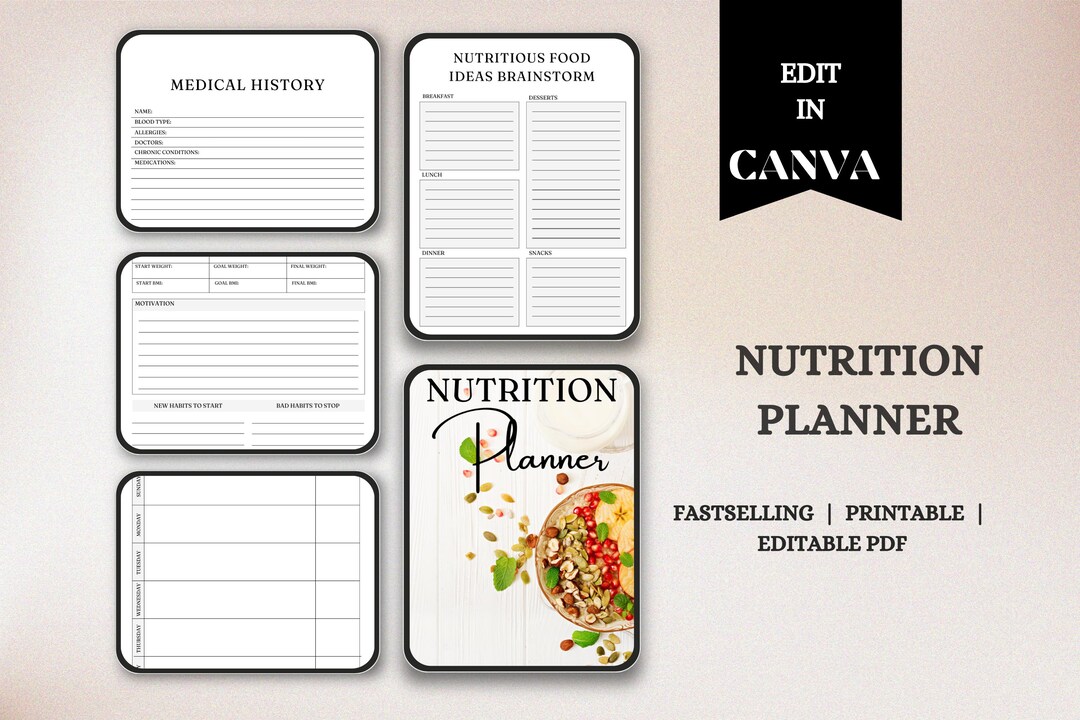 Nutrition Planner, Meal Planning Organizer, Healthy Eating Tracker ...