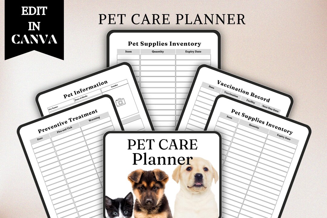 Pet Care Planner, Pet Health Tracker, Pet Schedule Organizer, Dog & Cat ...