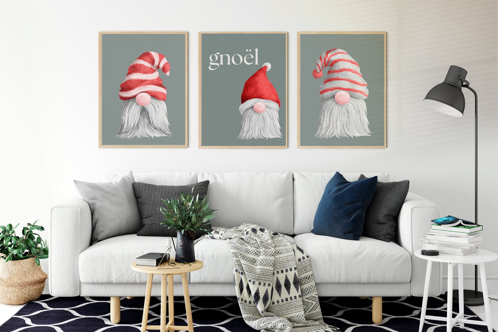 Adorable Gnome Holiday Wall Art, Set of 3 INSTANT DOWNLOAD, Minimalist ...