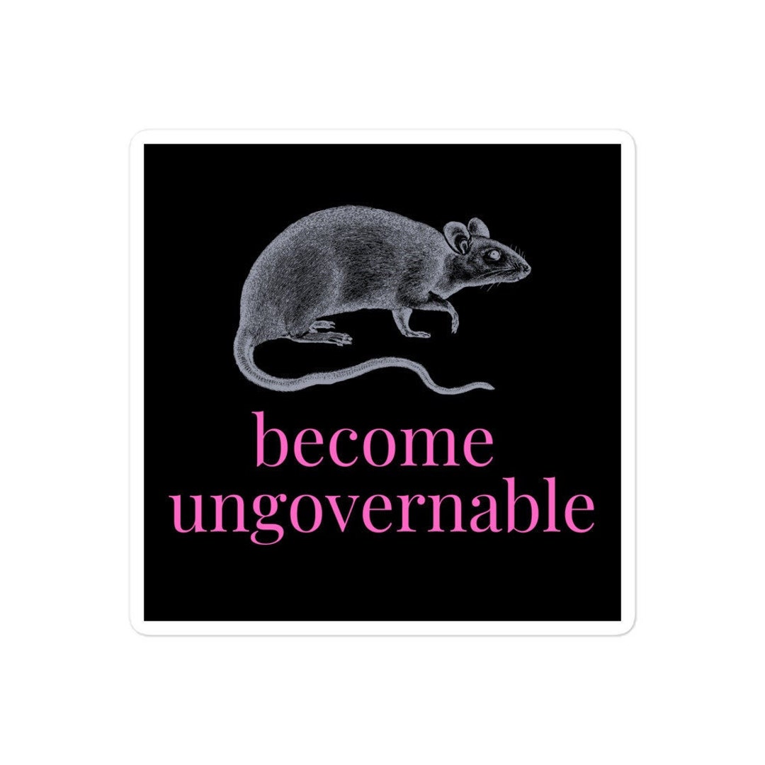 Become Ungovernable Sticker | Pink Anarchist | Revolutionary Rat Decal ...