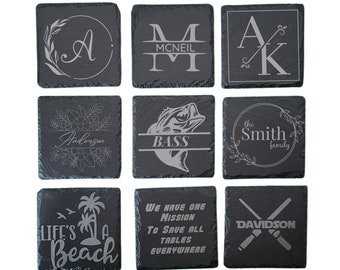 Slate Coasters, Personalized Slate Coasters, Housewarming Gift, Drink ...