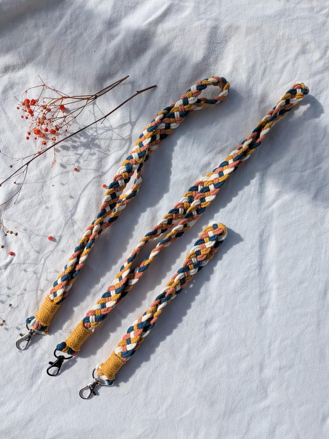 Macrame Key Lanyard for Wearing Around the Neck, Colorfully Braided ...