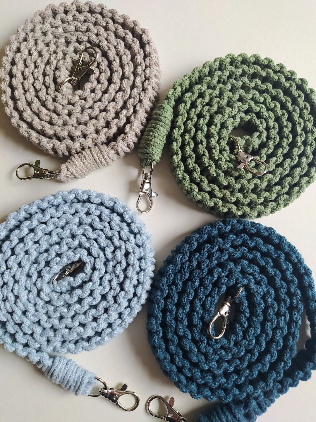 Macrame Phone Chain – 4 Colors in Blue and Green Shades, Universal ...