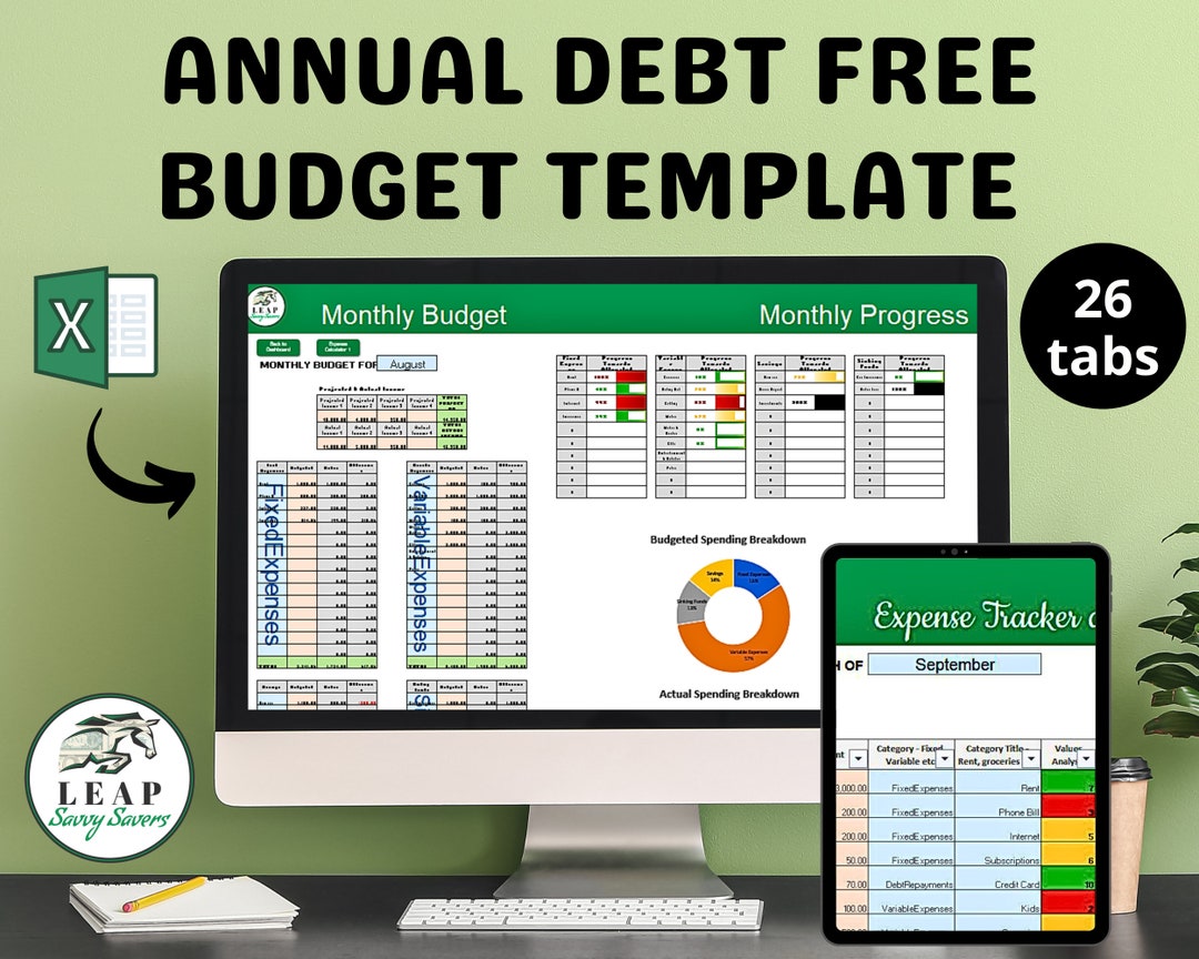 Annual Debt Free Budget Template - Etsy