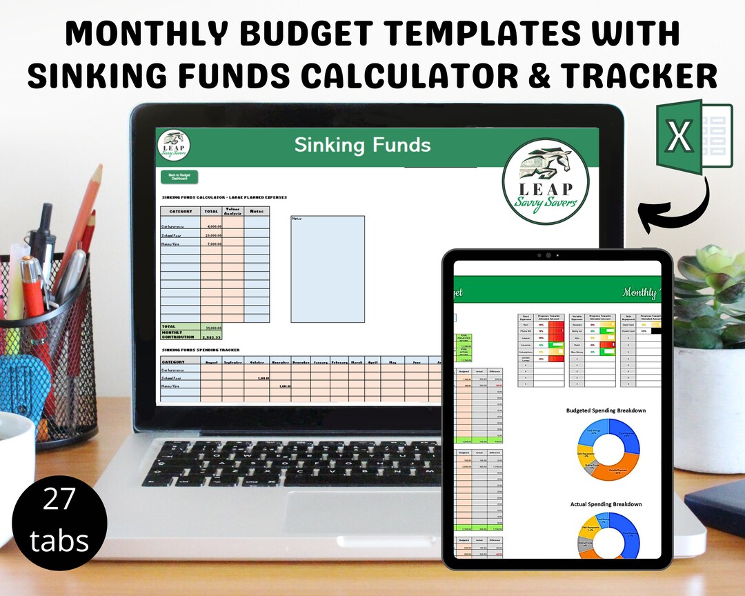Budget Templates With Sinking Funds Calculator & Tracker - Etsy