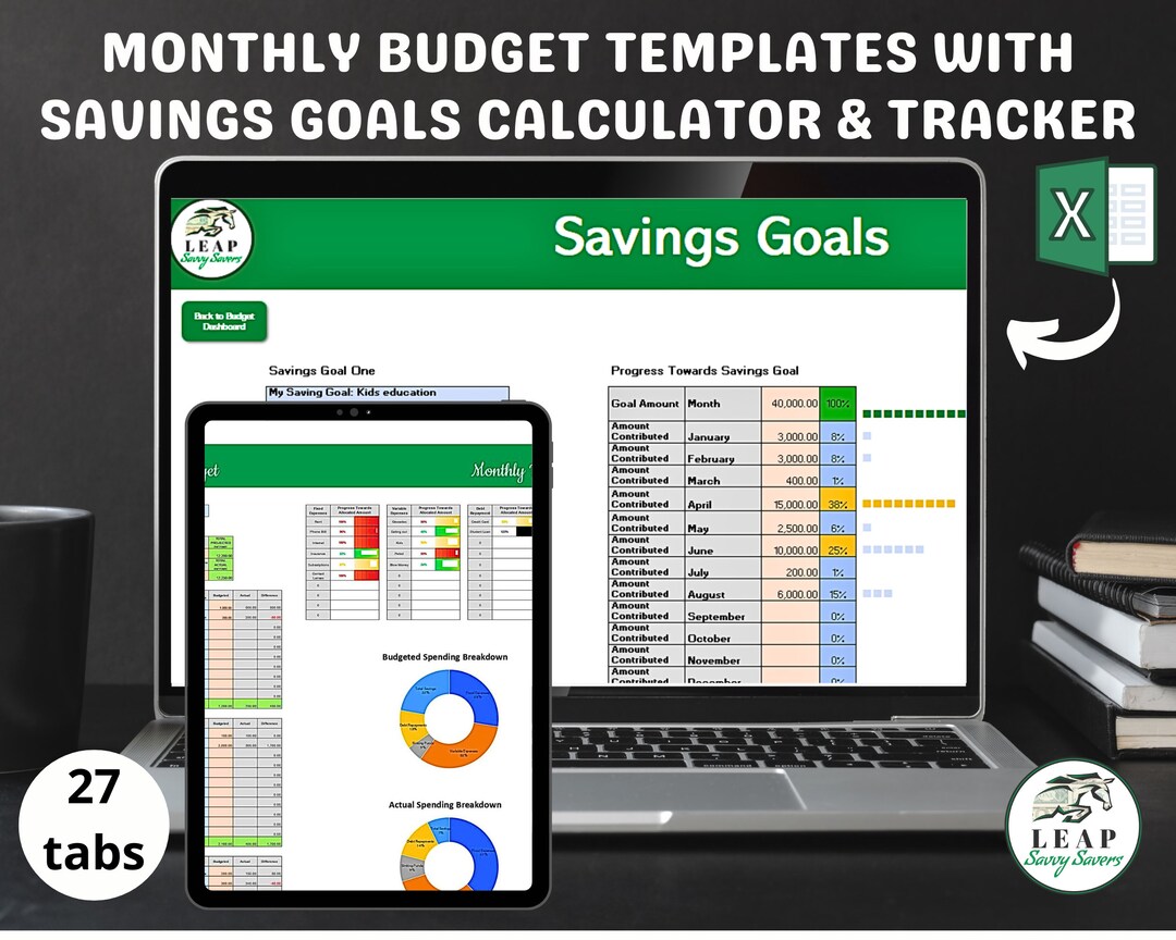 Budget Templates With Savings Goals - Etsy