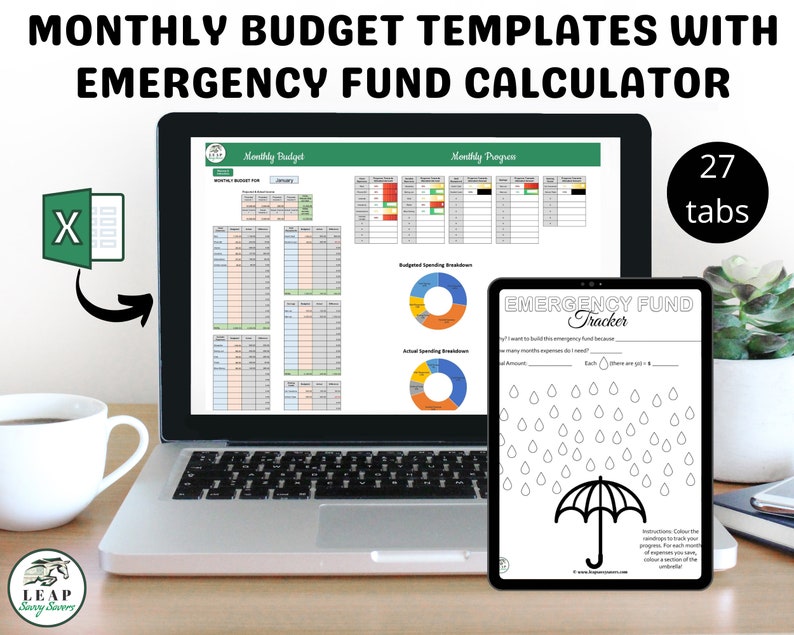 Budget Templates With Emergency Fund Calculator & Tracker - Etsy