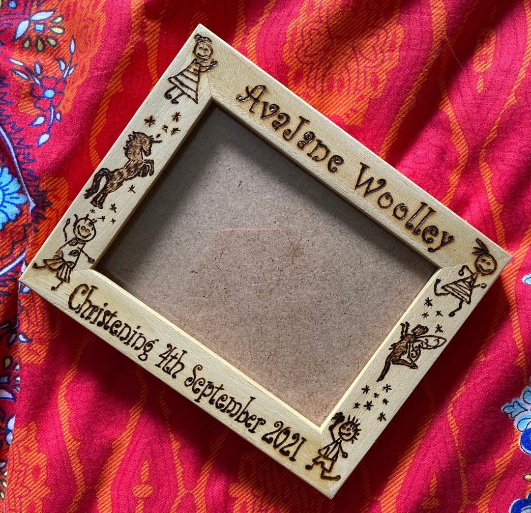 Rustic Pyrography Decorated Small Wooden Picture Frame. Personalised - Etsy