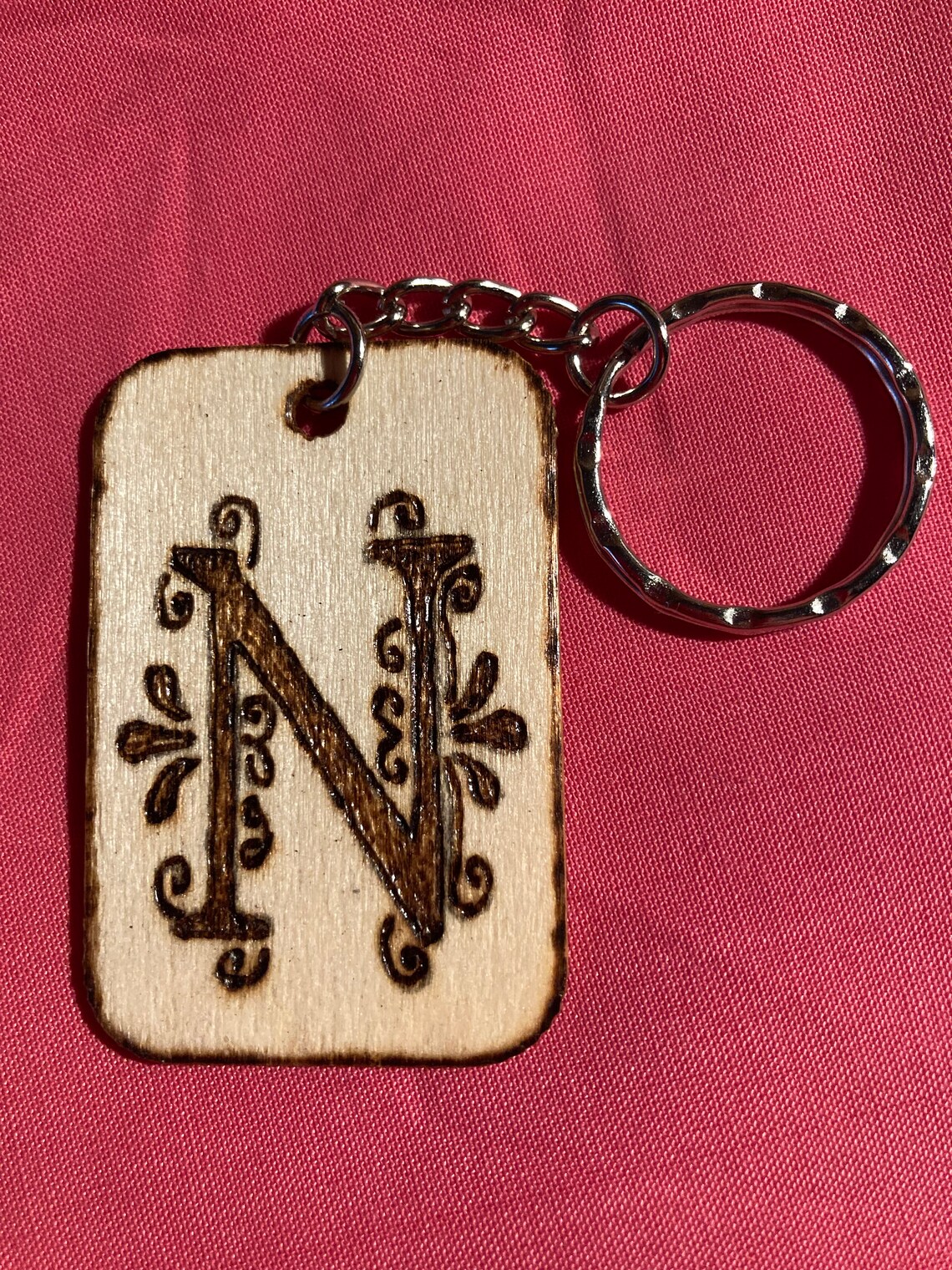 Personalised Initial & Name Pyrography Designed Wooden Keyring - Etsy