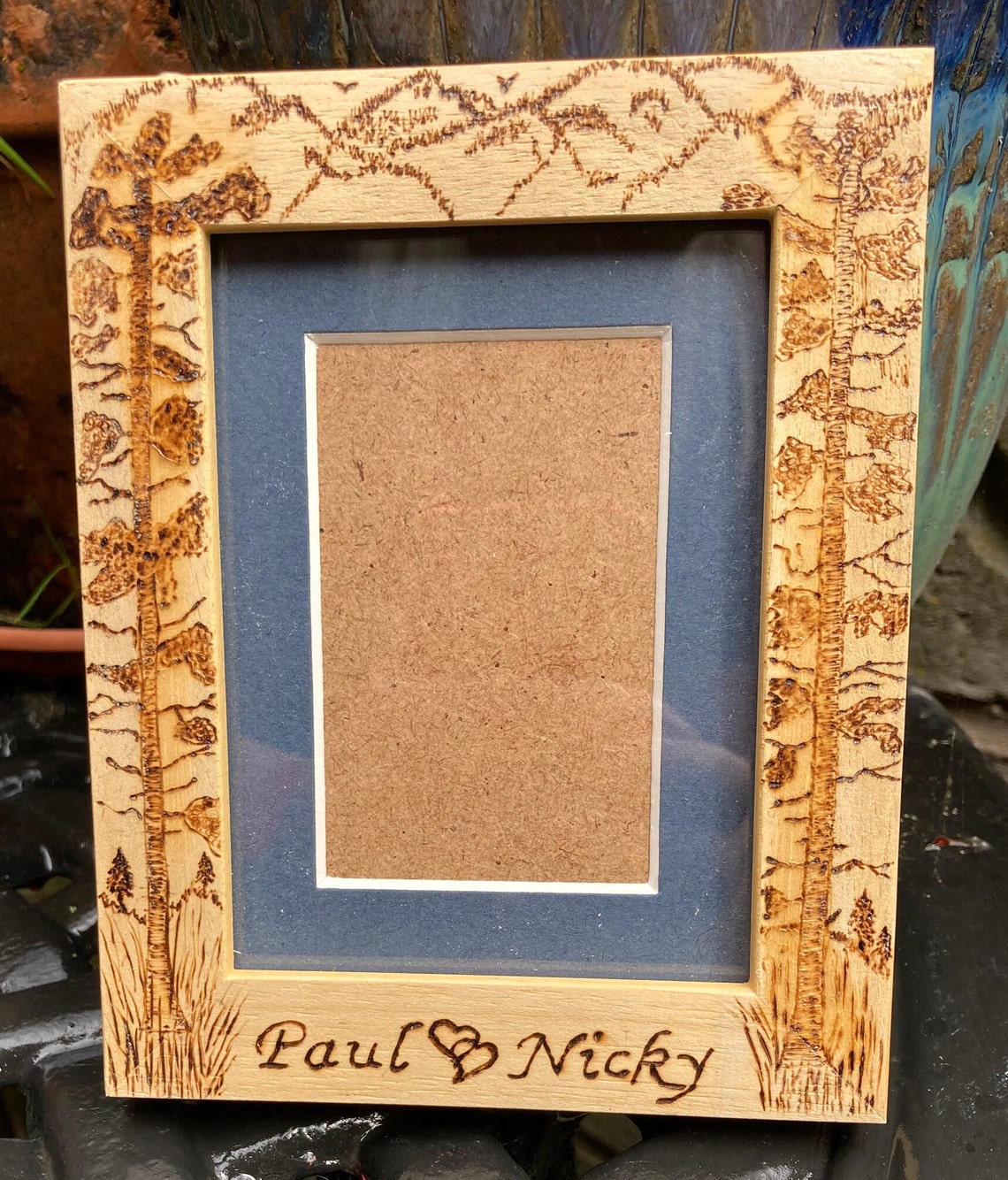 Rustic Pyrography Decorated Small Wooden Picture Frame. - Etsy