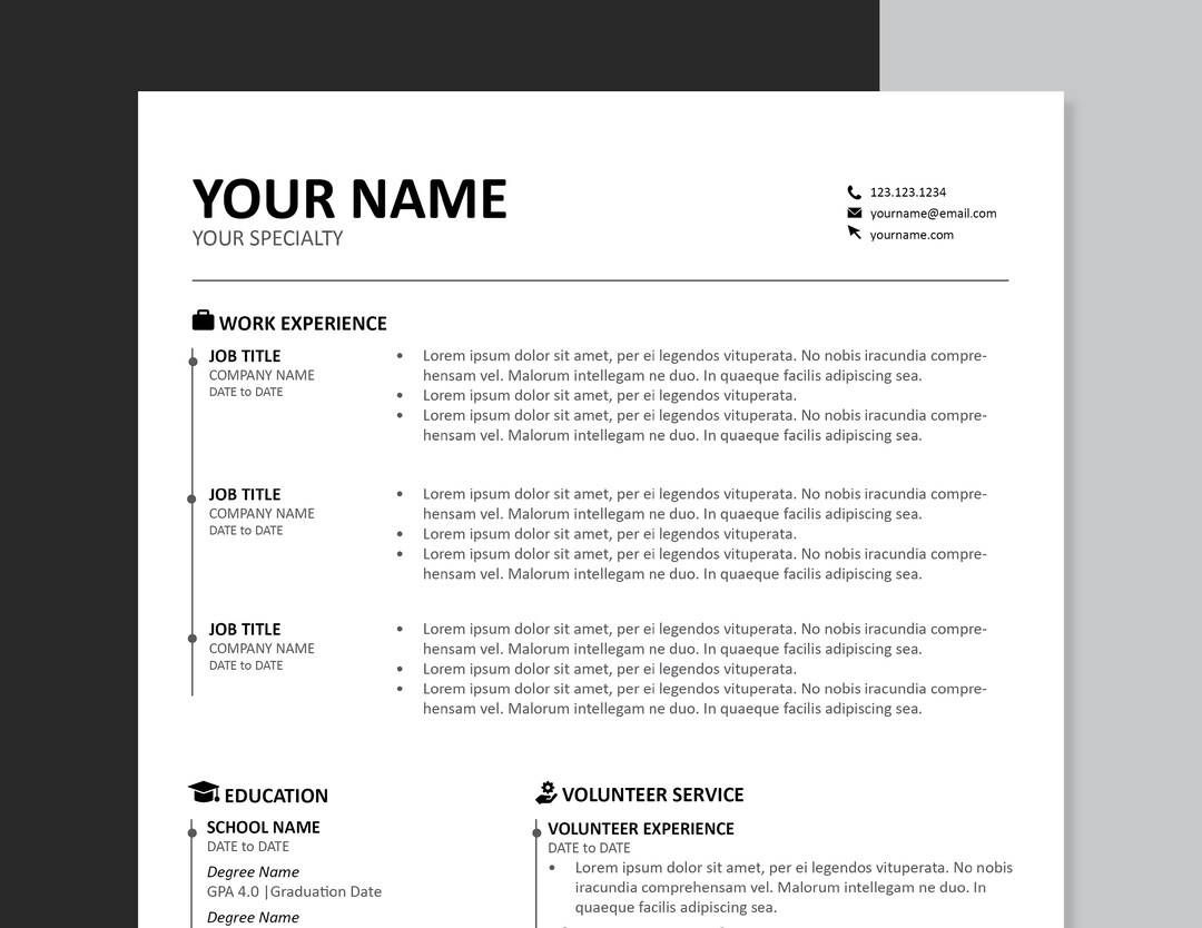 Professional Resume Template, Microsoft Word Resume, Modern Executive ...